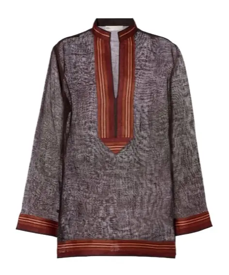 Tory Burch Sheer Linen Kaftan - Gray