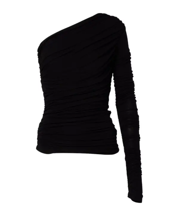 AGOLDE Annette Asymmetrical Ruched Top - Black