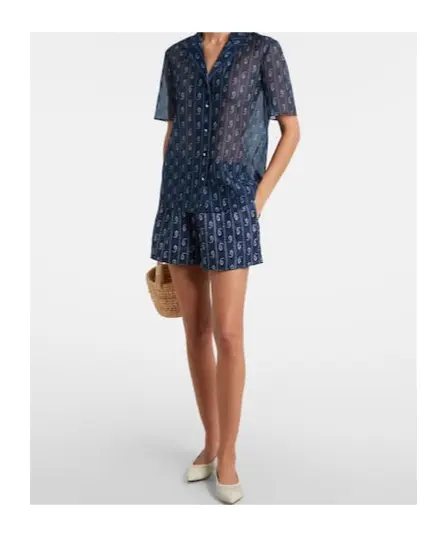 Tory Burch Printed Cotton And Silk Shirt