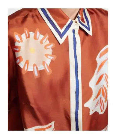 ALEMAIS X Lrnce Soleil D'amour Printed Silk Shirt - Brown