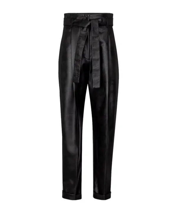 Philosophy Di Lorenzo Serafini High-rise Faux Leather Tapered Pants - Black