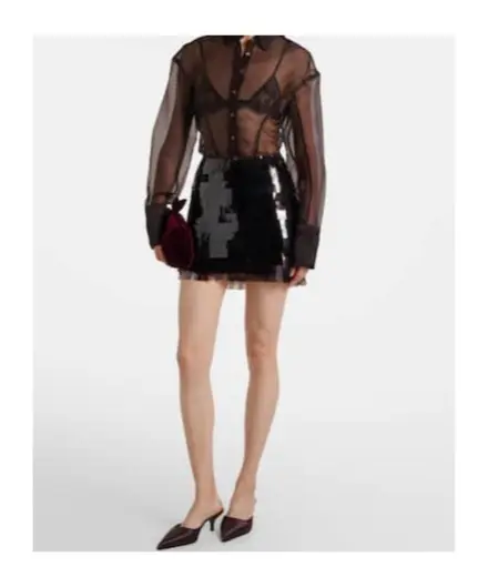 Staud Aida Sheer Silk Organza Shirt