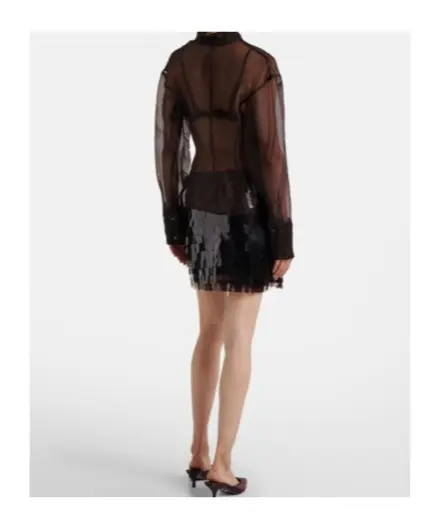 Staud Aida Sheer Silk Organza Shirt