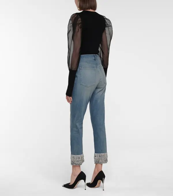 Veronica Beard Faded Ruffle Denim Pants