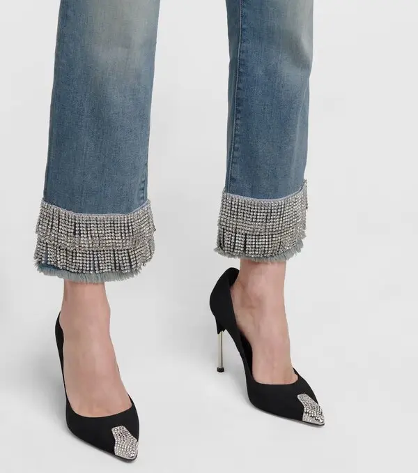 Veronica Beard Faded Ruffle Denim Pants