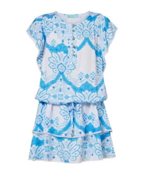 Melissa Odabash Lenni Printed Tiered Minidress