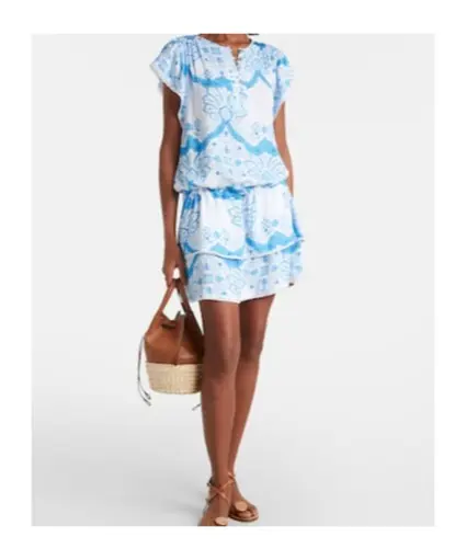 Melissa Odabash Lenni Printed Tiered Minidress