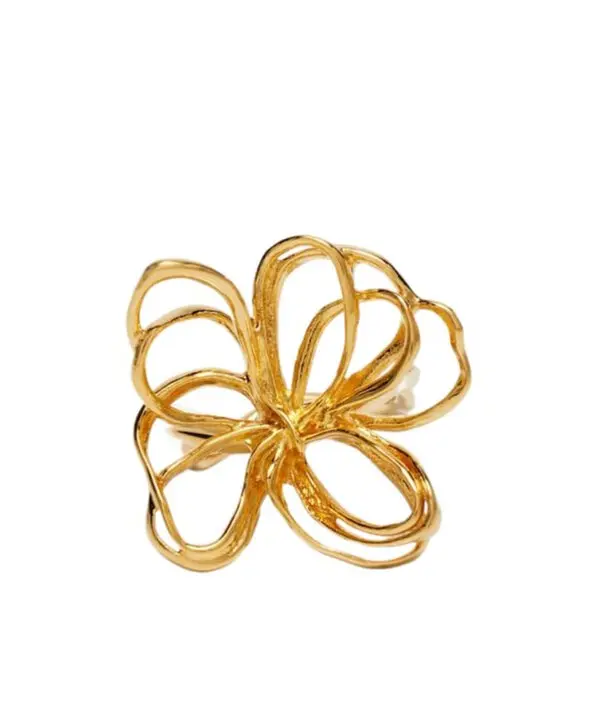 Oscar De La Renta Threaded Flower Ring - Yellow
