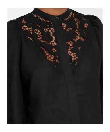 Isabel Marant Étoile Etima Lace-trimmed Linen-blend Blouse