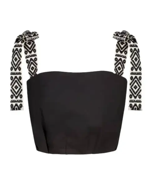 Johanna Ortiz Rituals Stretch Cotton-blend Crop Top - Black