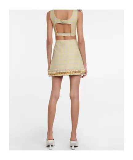 Versace Medusa Checked Tweed Crop Top