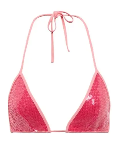 David Koma Sequined Halterneck Bralette - Pink