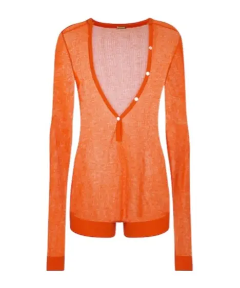 Dodo Bar Or Ribbed-knit Plunge Playsuit - Orange