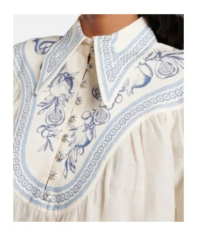 ALEMAIS Villa Romantica Printed Ramie Blouse