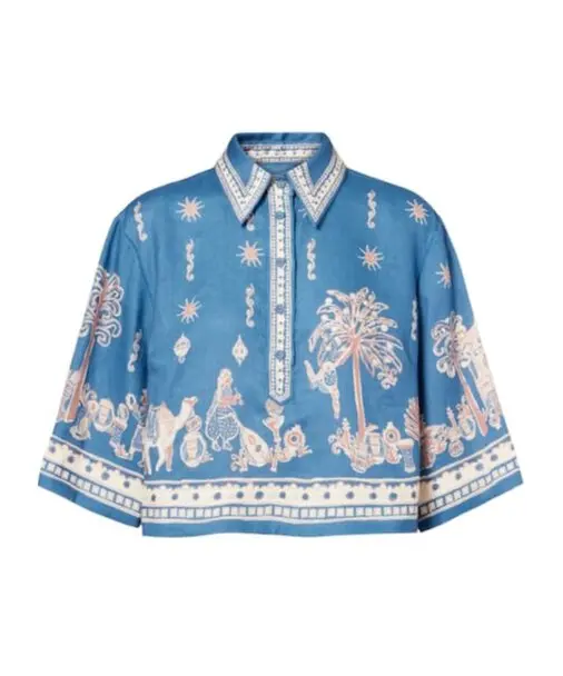 ALEMAIS Acacia Printed Cropped Linen Shirt
