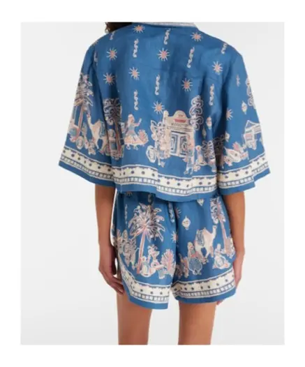ALEMAIS Acacia Printed Cropped Linen Shirt