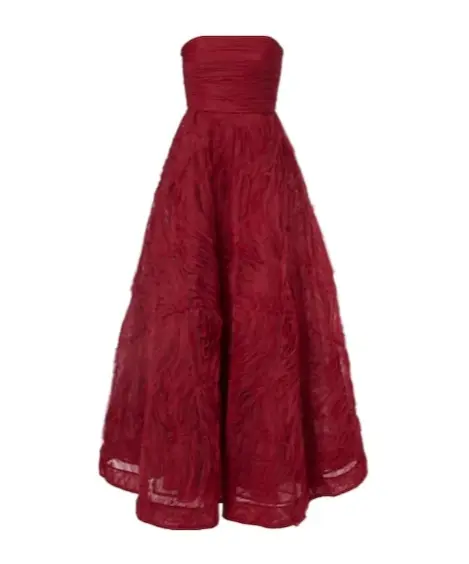 Rebecca Vallance Willow Mesh Bustier Gown - Red