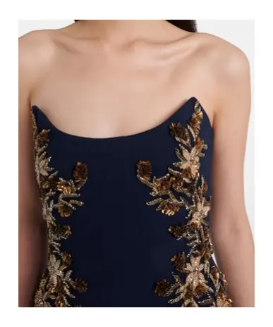 Rebecca Vallance Orla Embellished Crepe Bustier Gown