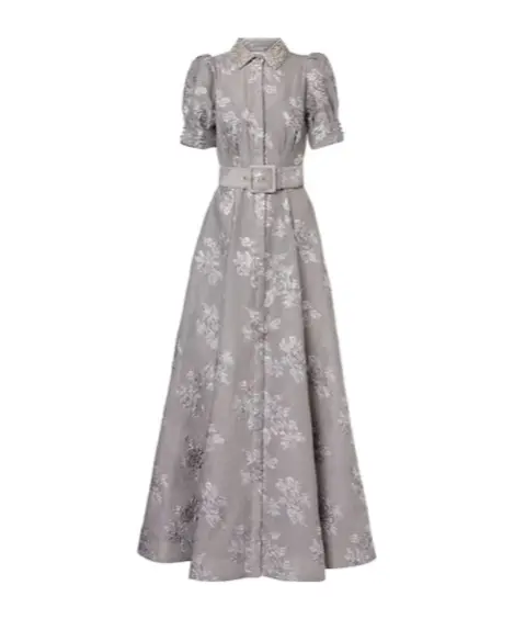 Rebecca Vallance Embellished Brocade Gown - Gray