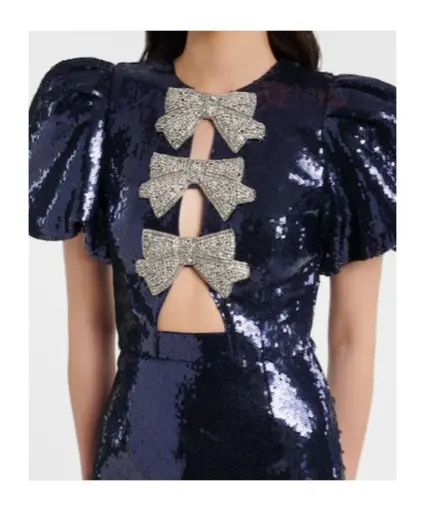 Rebecca Vallance Cressida Puff Sleeve Sequined Gown