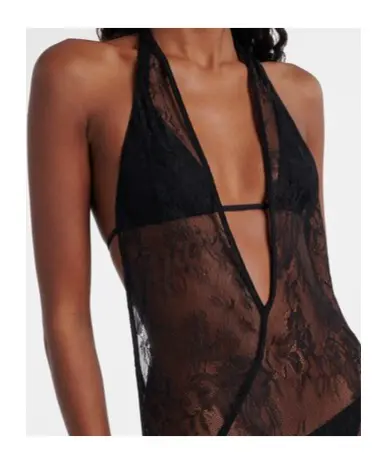 ADRIANA DEGREAS Sheer Lace Maxi Dress