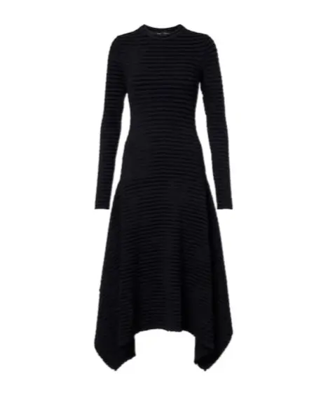 Proenza Schouler Striped Knitted Asymmetric Midi Dress - Black