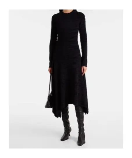 Proenza Schouler Striped Knitted Asymmetric Midi Dress