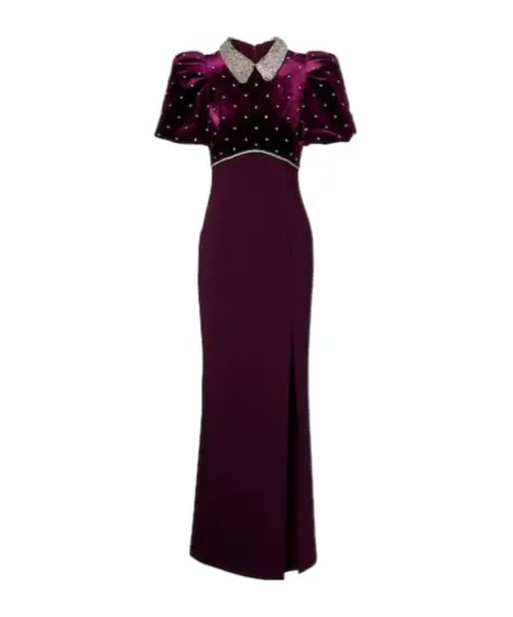 Rebecca Vallance Charles Embellished Velvet Gown - Black