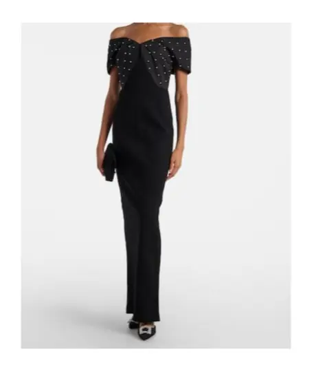 Rebecca Vallance Ederson Embellished Crepe Bustier Gown
