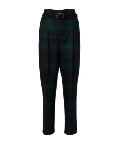 Polo Ralph Lauren Belted Checked Wool Tapered Pants - Black