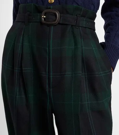 Polo Ralph Lauren Belted Checked Wool Tapered Pants