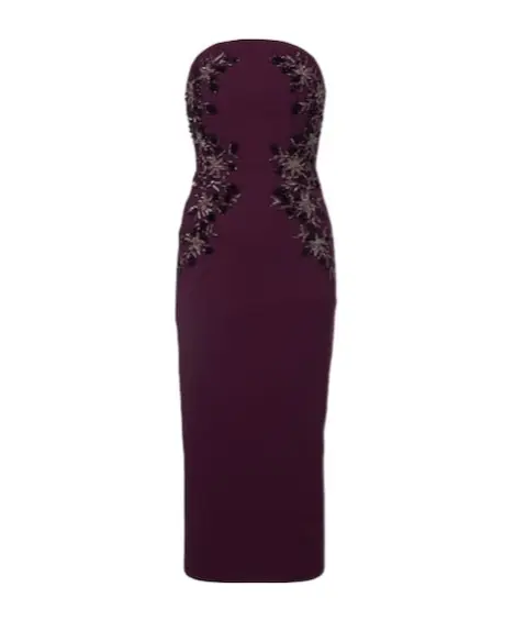 Rebecca Vallance Beatrice Beaded Crepe Midi Dress - Black