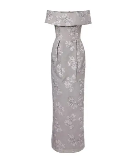 Rebecca Vallance Off-shoulder Brocade Bustier Gown - Gray