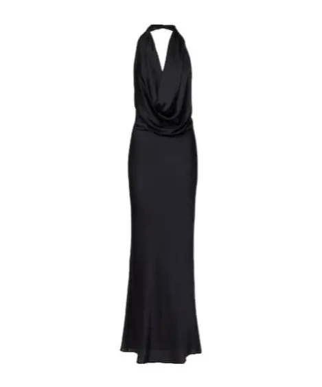 Staud Poppi Draped Halterneck Silk-blend Gown
