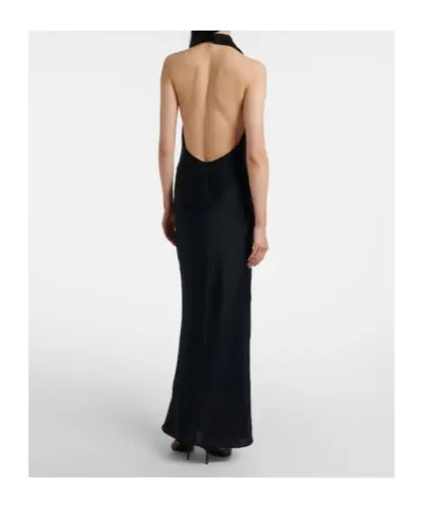 Staud Poppi Draped Halterneck Silk-blend Gown