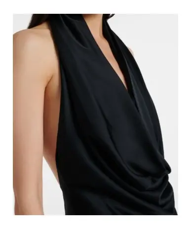 Staud Poppi Draped Halterneck Silk-blend Gown