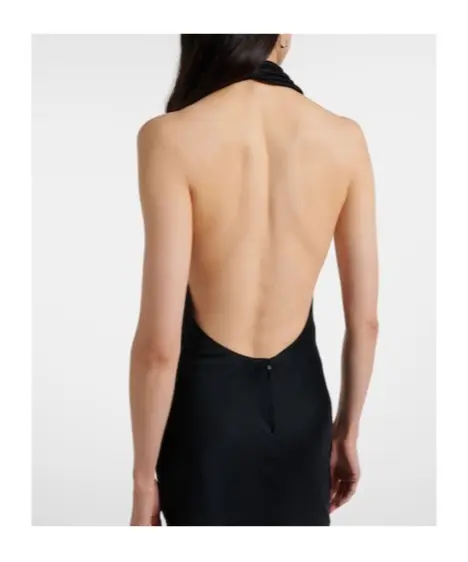 Staud Poppi Draped Halterneck Silk-blend Gown
