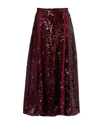 Erdem Sequined Georgette Midi Skirt - Brown