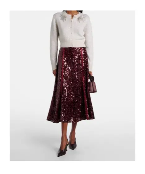 Erdem Sequined Georgette Midi Skirt