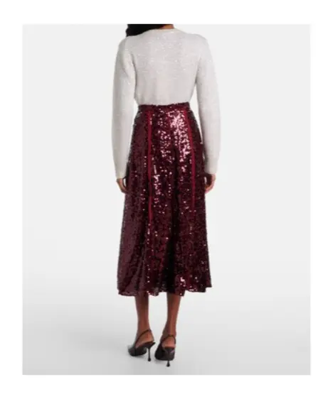 Erdem Sequined Georgette Midi Skirt