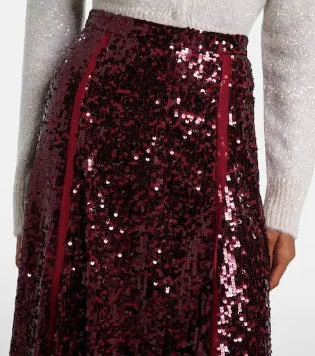 Erdem Sequined Georgette Midi Skirt