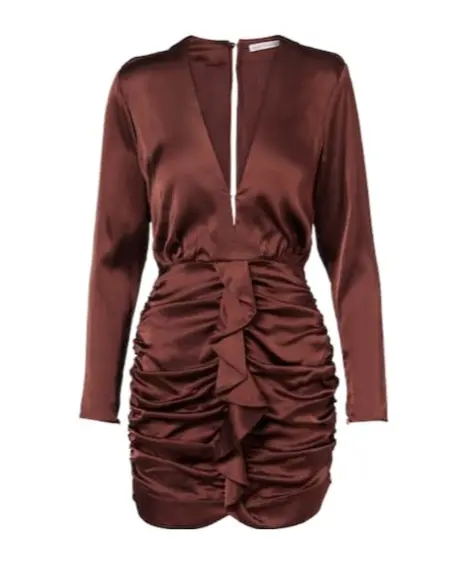 Poupette St Barth Ruffled Satin Minidress