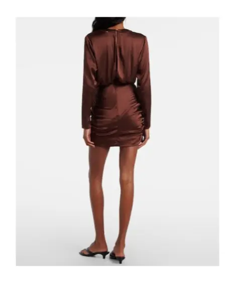 Poupette St Barth Ruffled Satin Minidress