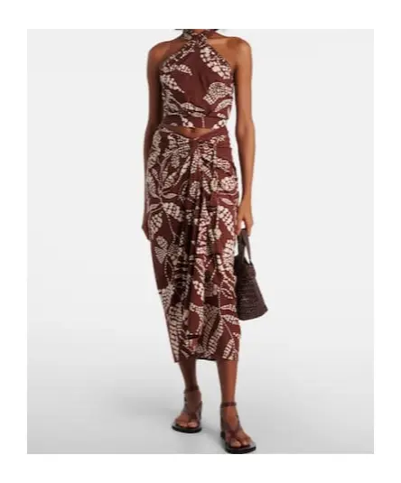 Poupette St Barth Uma Printed Cotton Midi Skirt