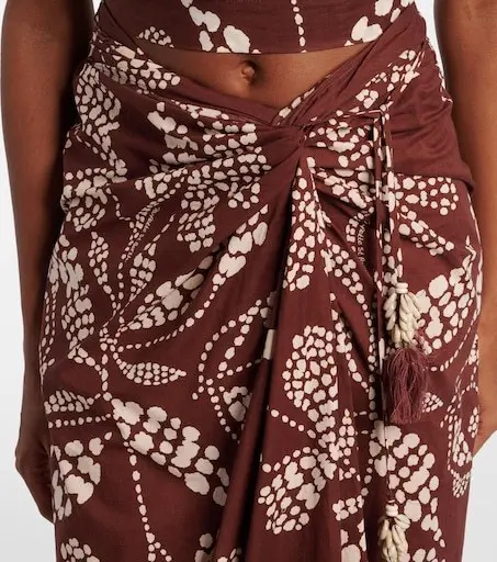 Poupette St Barth Uma Printed Cotton Midi Skirt