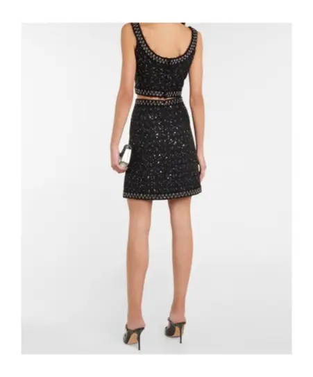 Giambattista Valli Embellished Tweed Crop Top