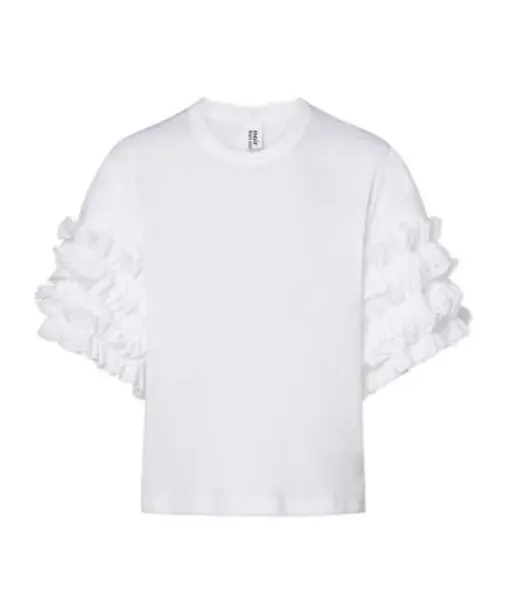 Comme Des Garçons Ruffled Cotton T-shirt - White