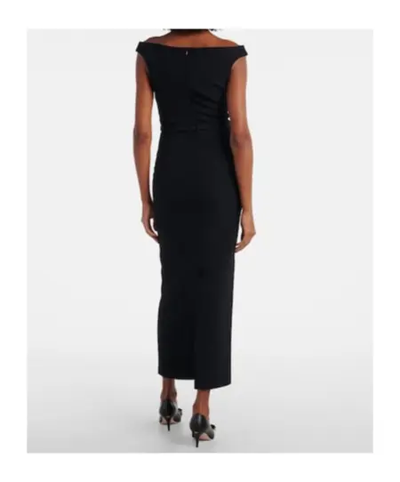SAFIYAA LONDON Belted Embellished Crepe Maxi Dress