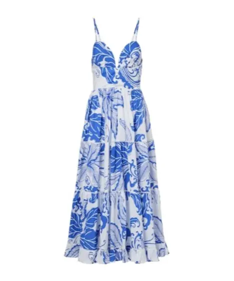 Poupette St Barth Milena Printed Cotton Maxi Dress - Blue