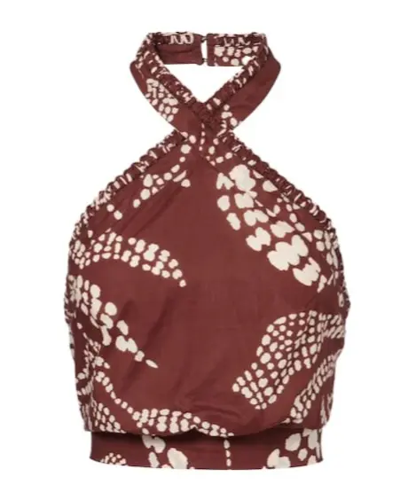 Poupette St Barth Suma Printed Cotton Crop Top